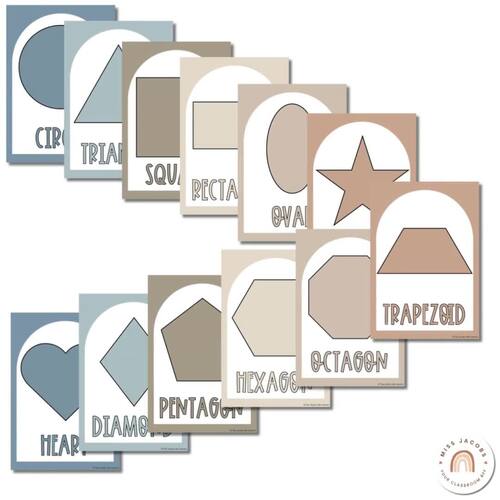 Shape Posters | Neutral Modern Ocean Classroom Decor | Editable | TPT