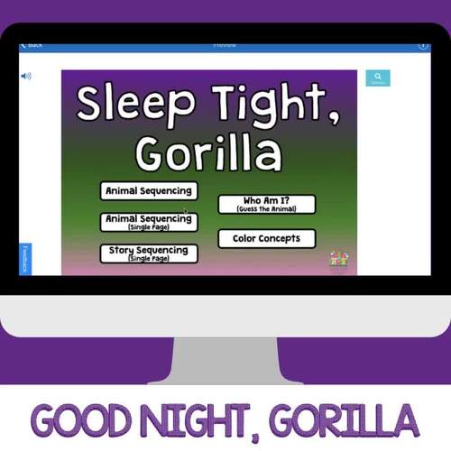 Good Night, Gorilla Book Companion Boom Cards for Speech Teletherapy