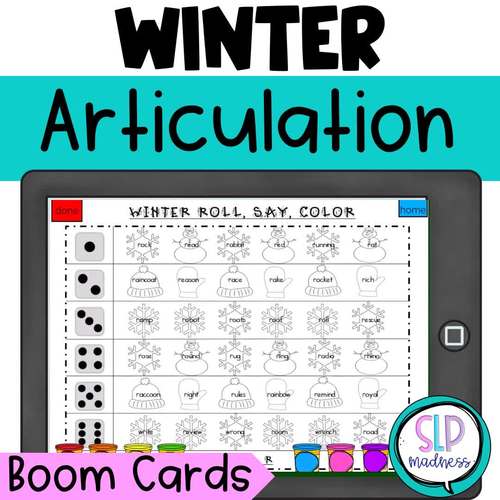 Winter Articulation Boom Cards l Speech Therapy Articulation Game