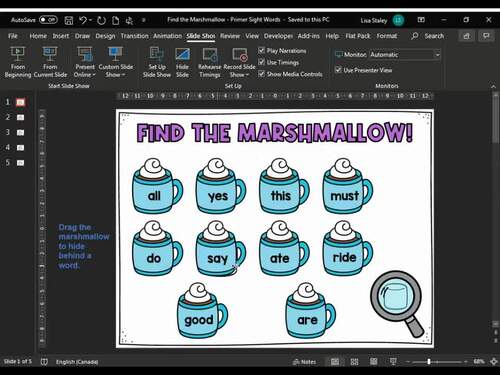 Kindergarten Sight Words | Winter Digital Hide & Seek – Hot Cocoa