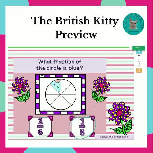 Fractions Parts of A Whole Math Boom Cards™ by The British Kitty