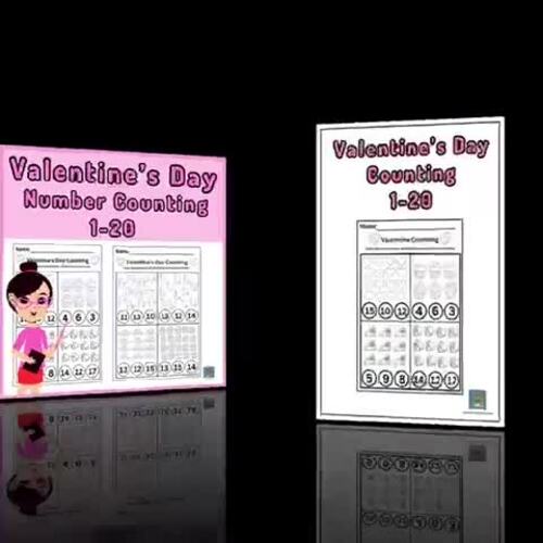 Valentine's Day Counting Worksheets 1-20 by Preschool Garage | TPT