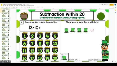 Subtraction Within 20 Digital St Patricks Day Math Games Google Slides ...