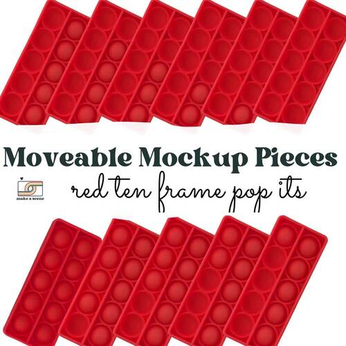 Red Ten Frame Moveable Mockup Elements with Transparent Background Images