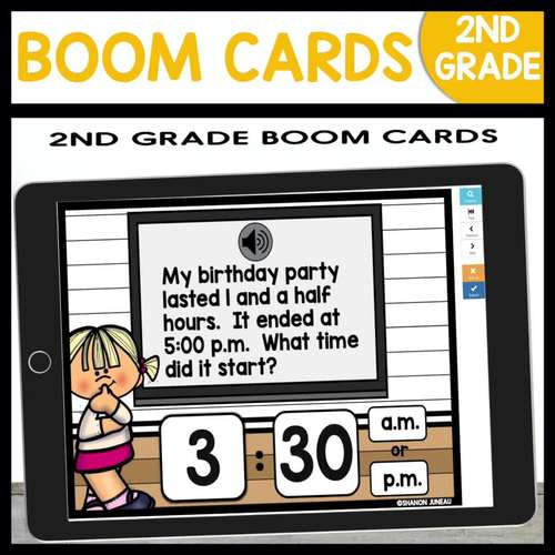 Elapsed Time Math Story Word Problems Boom Task Cards Games 2nd Grade