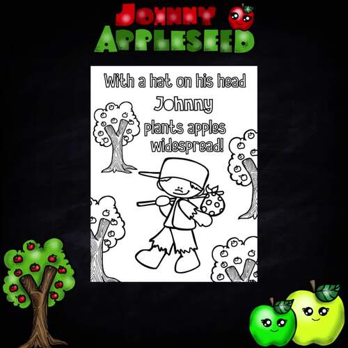 Johnny appleseed and apples coloring pages | Johnny appleseed coloring ...