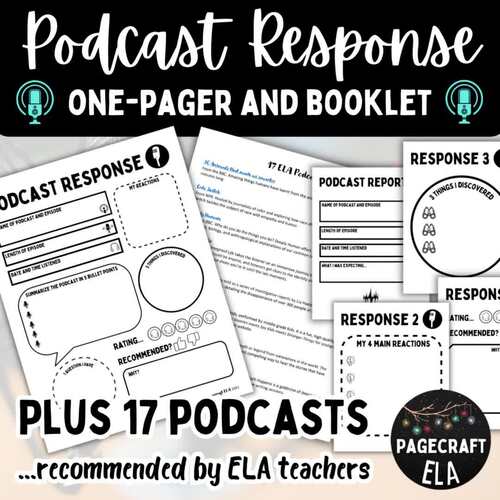 Podcast Response One-Pager and Booklet | List of Podcasts for the ELA ...