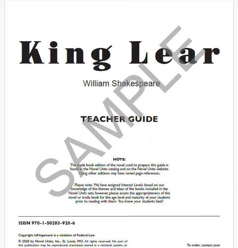 King Lear Novel Units® Teacher Guide Novel Study | TPT