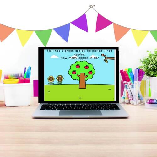 Fall First Grade Math Word Problems PowerPoint Autumn Story Problems