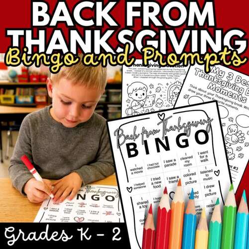 Back From Thanksgiving Break Bingo | Reflection, Writing Prompts ...
