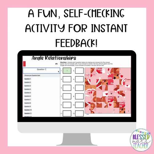 Angle Relationships Digital Activity and Worksheet - Valentine's Day ...