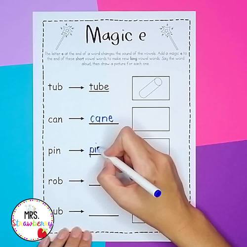 Silent e Worksheets| Magic e Worksheets by Mrs Strawberry | TPT