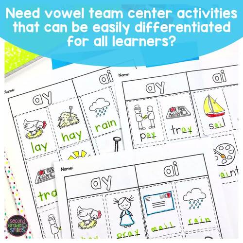 Vowel Teams Worksheets - Vowel Team Centers - Vowel Team Word Sorts