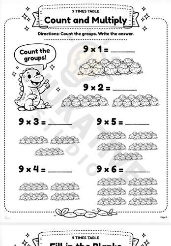 9Times Table Worksheets. Multiplication Practice. No Prep Printable ...
