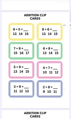 Addition and Subtraction to 20 Clip Cards Match Fluency Review | TPT