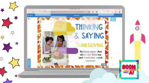 Thanksgiving BOOM CARDS GOOGLE SLIDES speech therapy social skills real ...