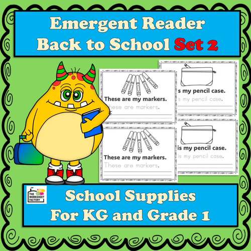 Back to School Set 2 Emergent Reader KG -1st Grade- School Supplies ...