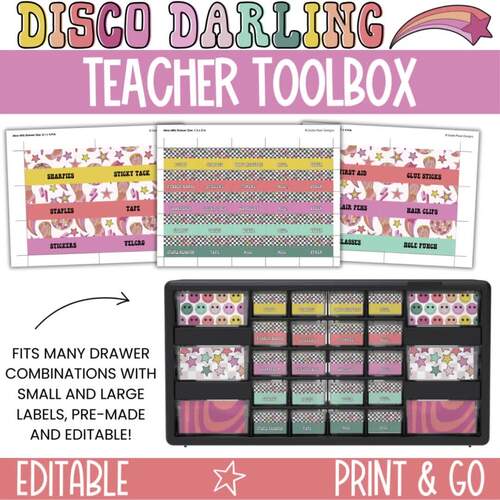 Editable Retro Teacher Toolbox Labels / Western Classroom Decor, Disco ...
