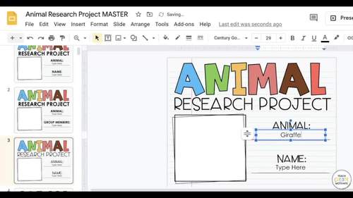 Digital Animal Research Project - Google Slides™ by Teach Create Motivate