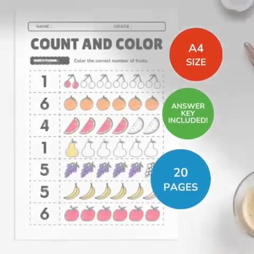 Count and Color Worksheets V4 by Wod Studio | TPT