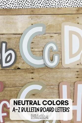 Neutral Colors Bulletin Board Letters, A-Z, Punctuation, & Numbers
