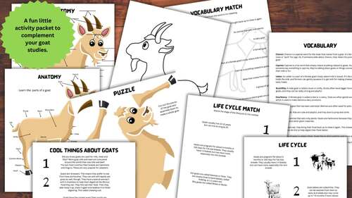 Anatomy of a Goat, Goat Activity, Mini Goat Unit Study by Barefoot Learning