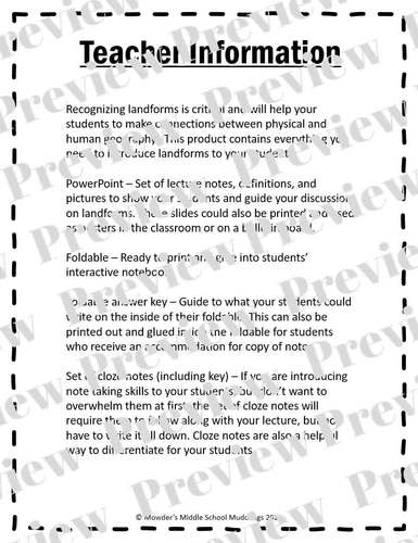 Landforms Vocabulary Graphic Organizer - Foldables by Culture Over Content