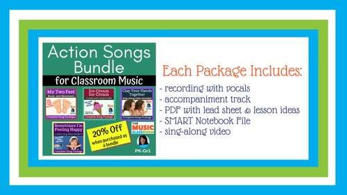 Action Song Bundle for Lower Elementary | Four Complete Song Packages