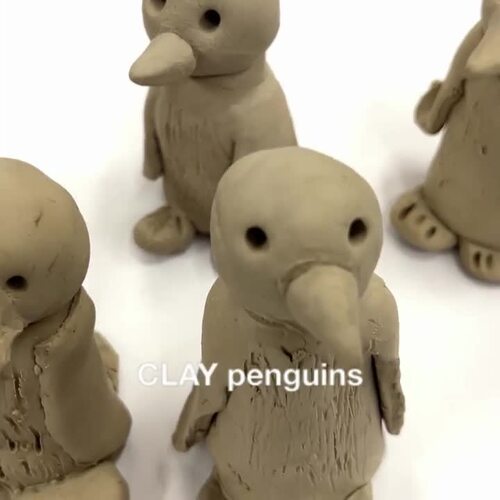 Penguin CLAY Sculpture Art Project Earth Day + Conservation Ceramics Lesson