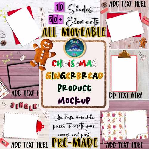 Christmas Gingerbread Mockup| Festive Paper and iPad Mockup Cover