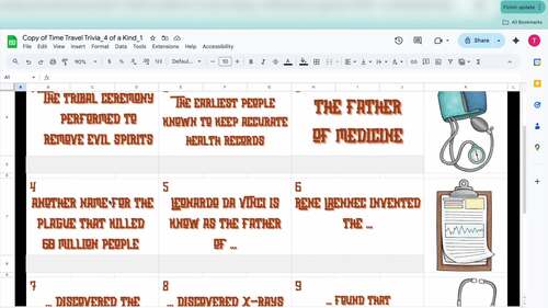 Time Travel Trivia 4-of-a-Kind Review Game by The Educators' Aide