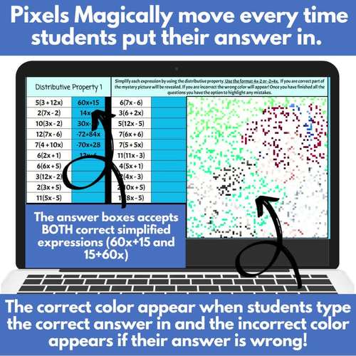 Distributive Property Math Pixel Art BUNDLE Algebraic Expressions