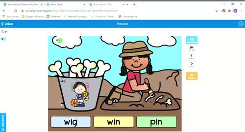 BOOM CARDS: Reading CVC WORDS (read short vowel i)-Distance Learning