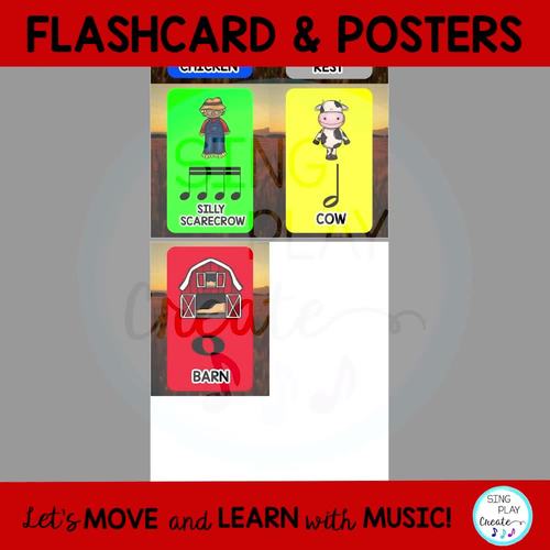 Rhythm Flash Cards, Posters, Games, Activities: {Whole Note} Farm Animals