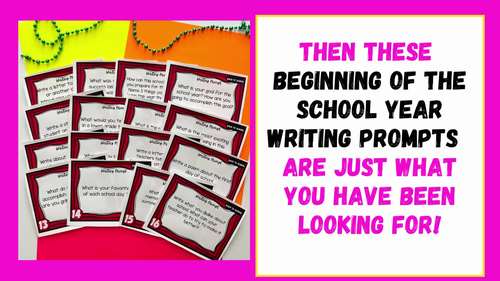 BACK TO SCHOOL Writing Prompts Task cards & Worksheets- Centers, AM ...