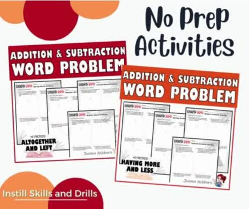Addition and Subtraction Bar Model Word Problems Keyword Themed ...