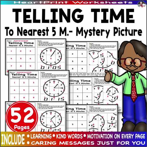 Telling Time Nearest 5 minutes – Mystery Picture No Prep Fun Activity ...