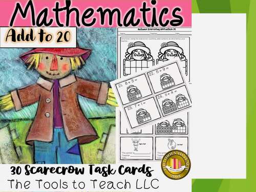 Autumn Scarecrows Add to 20 Task Cards Black & White Grades 1st-3rd