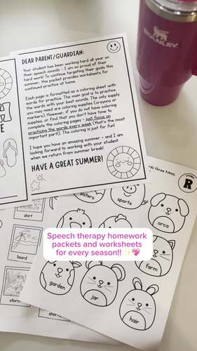 Year-Round Speech Therapy Articulation Homework/Worksheets | NO PREP ...