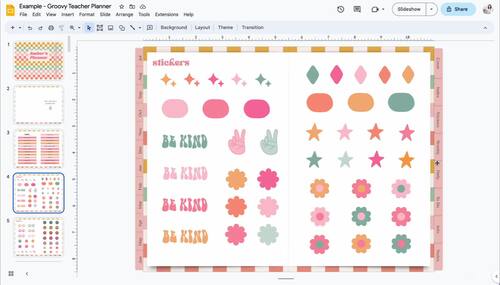 Digital Teacher Planner with Digital Planner Stickers For Retro Decor