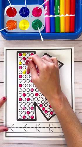 Letter K Alphabet Crafts Q Tip Painting Fine Motor Skills by Preschool ...