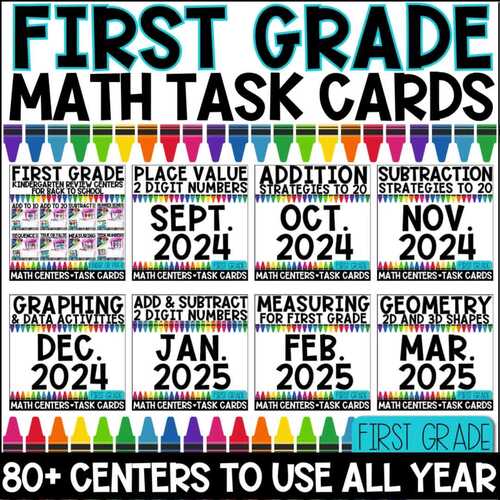 1st Grade No Prep Math Centers - 80 Review Scoot Games, Activities or ...