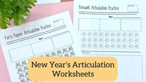 No Prep New Year's Articulation Worksheets and Activities for Speech ...