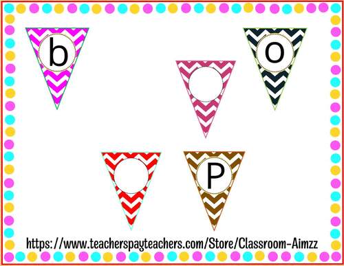Printable Chevron Bunting Banners, Editable Alphabet Classroom Bunting ...