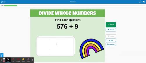5th Grade Divide Whole Numbers with 1 Digit Divisors Boom Card Activity