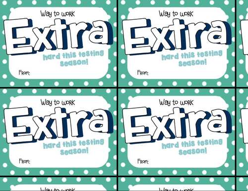 Testing Reward Tags | EXTRA Hard Work Student & Staff Gift Tags | TPT
