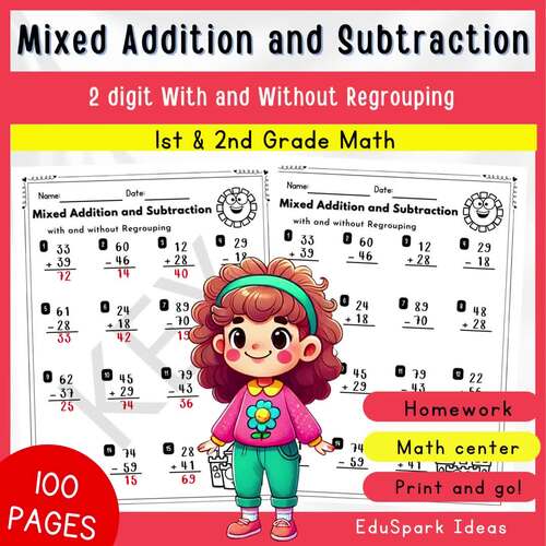 2 Digit Mixed Addition and Subtraction with and without Regrouping ...