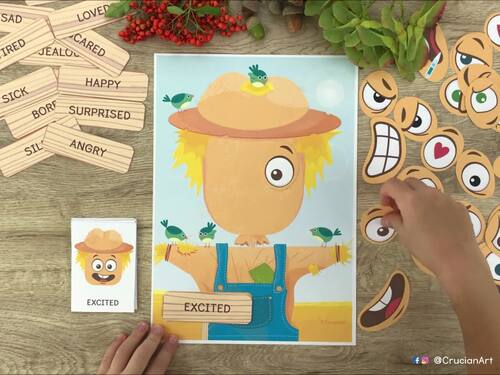 Scarecrow Emotions and Feelings Activity: Build a Face Autumn Game, SEL ...