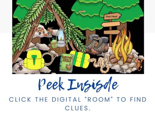 Summer Camping Digital Escape Room - End of Year - No Prep 4th Grade Math