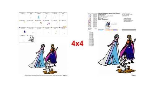 Frozen characters Elsa Anna Olaf melting puddle embroidery designs ...